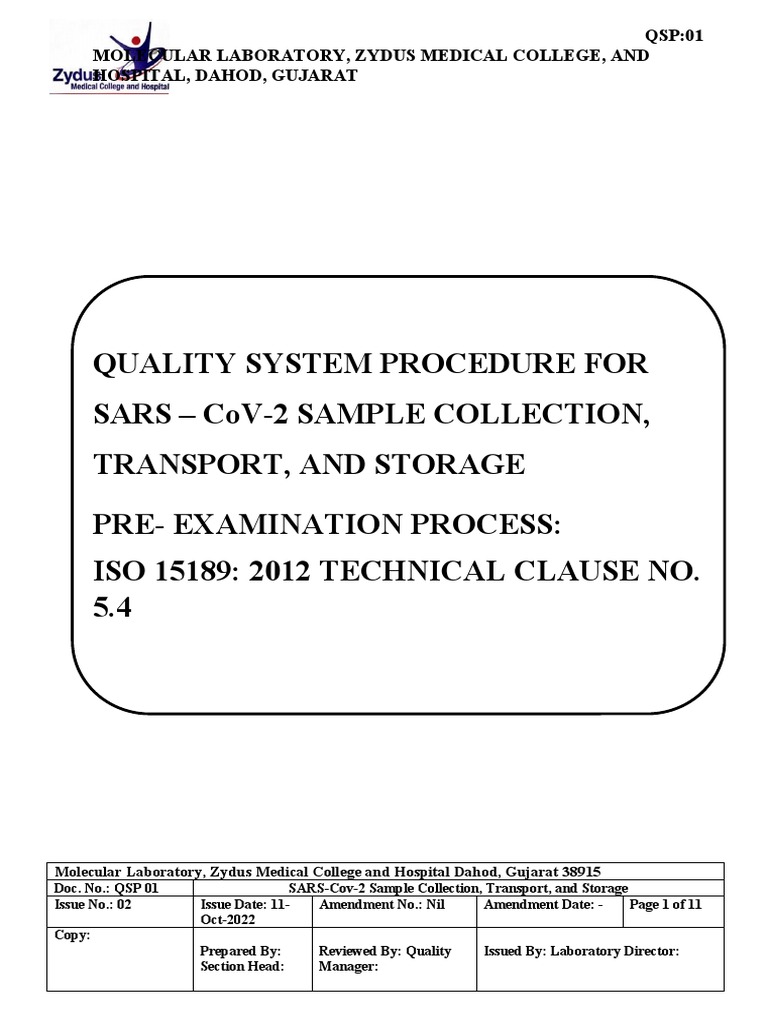 SARS-CoV-2 Sample Handling Guide | PDF | Wellness