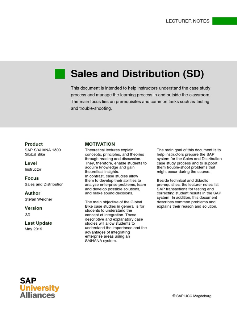 Intro S4HANA Using Global Bike Notes SD en v3.3 | PDF | Invoice | Software
