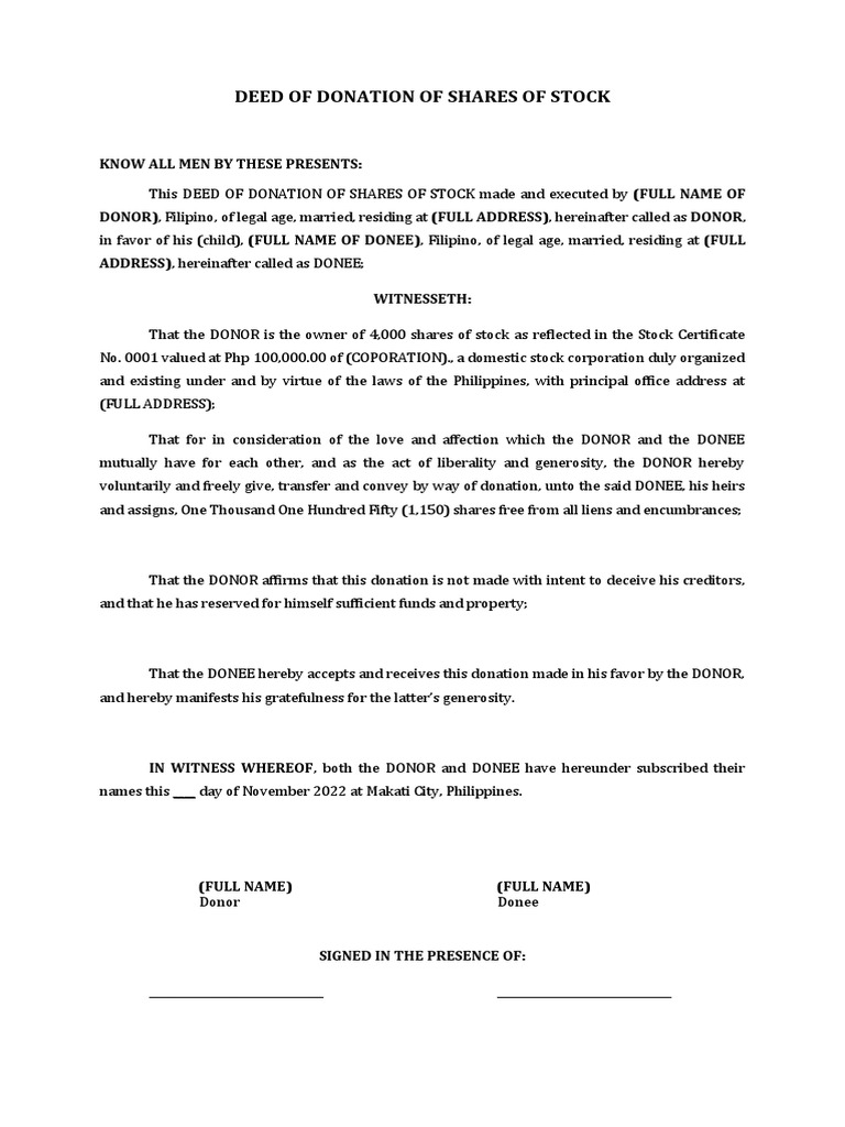 Deed of Donation | PDF | Deed | Civil Law (Legal System)