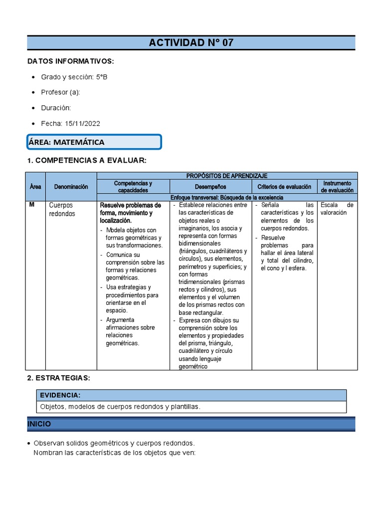 Sesion de Aprendizaje 5 Grado 2 | PDF Sesion de Aprendizaje 5 Grado 2 | PDF