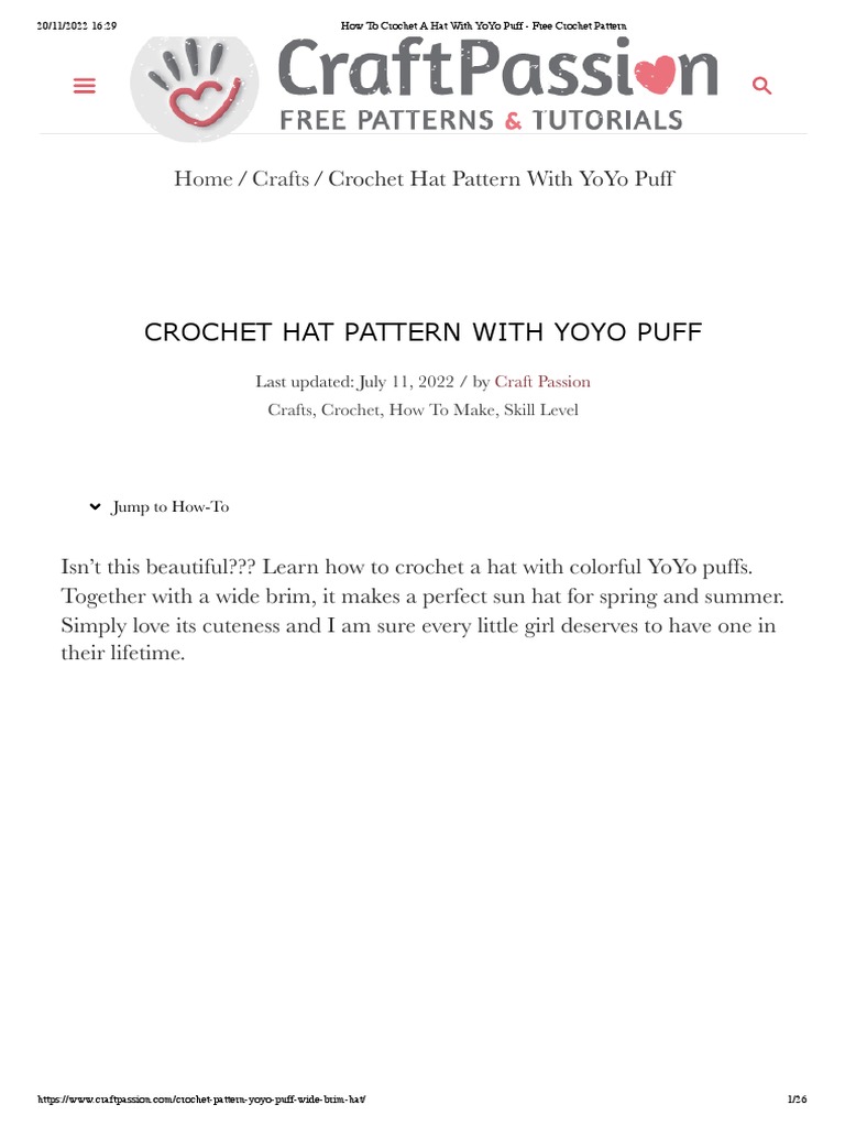 How To Crochet A Hat With YoYo Puff - Free Crochet Pattern | PDF