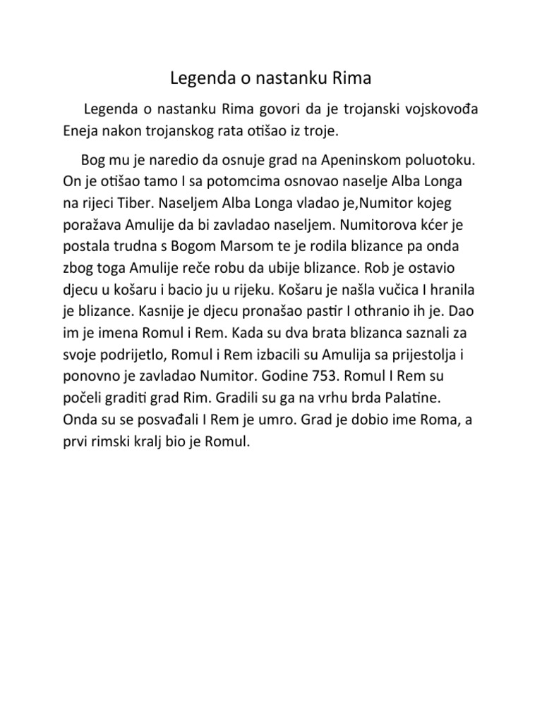 Legenda o Nastanku Rima | PDF