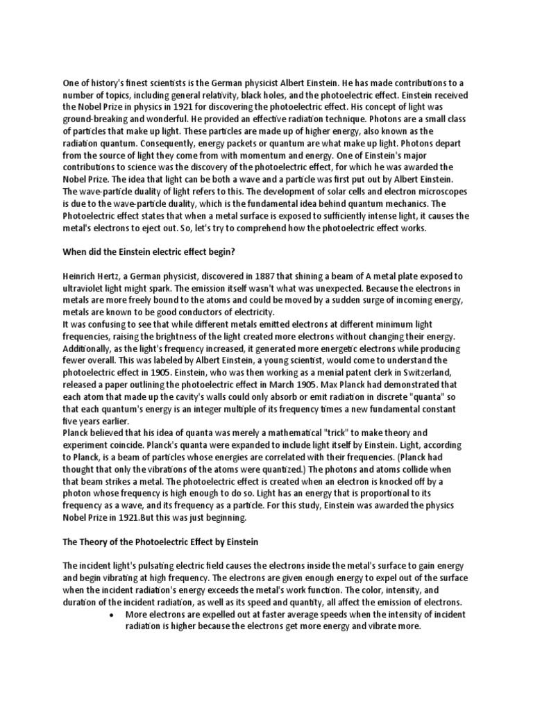 Einstein Photoelectric Effect | PDF