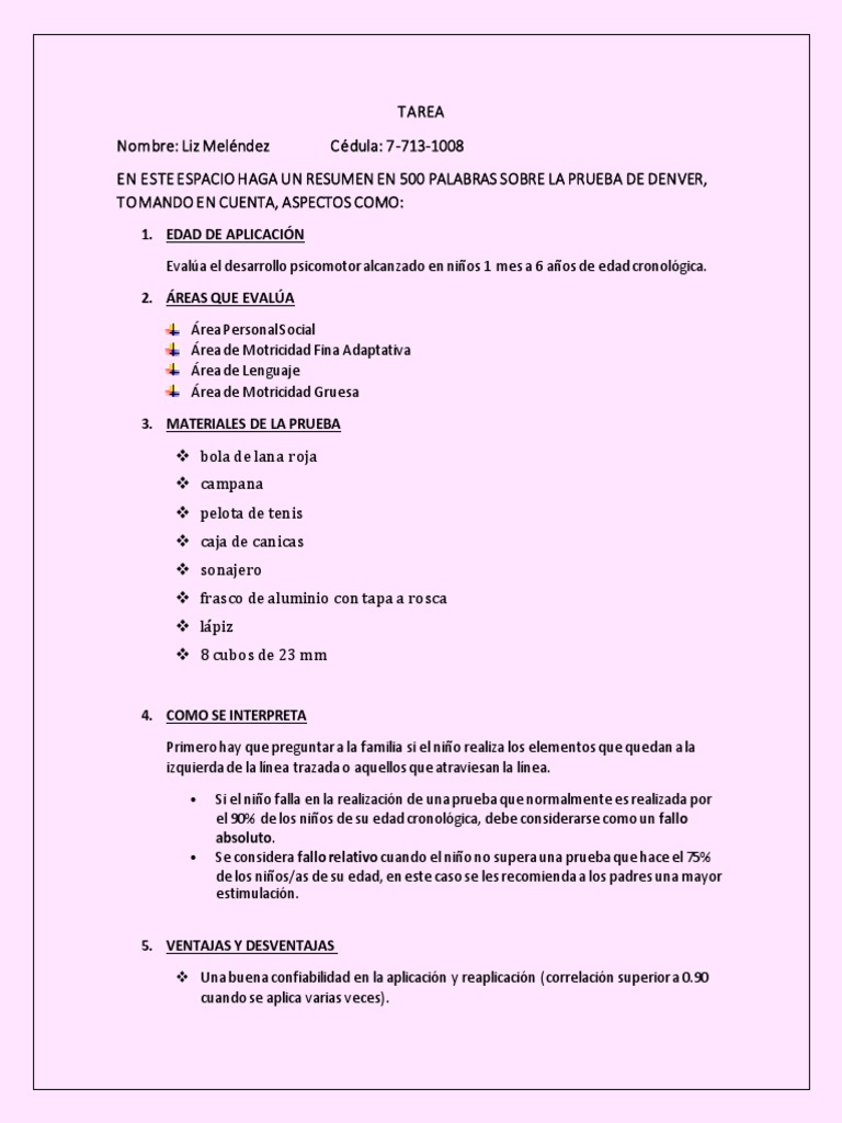 Tarea Del Test de Denver | PDF
