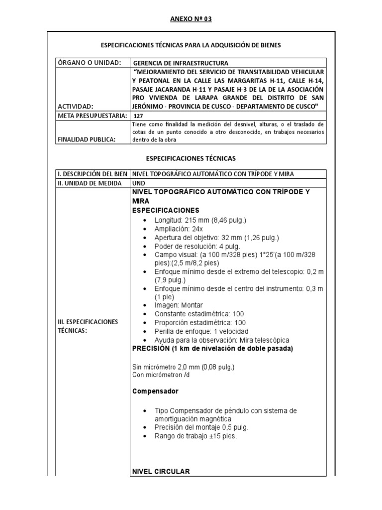 TDR de Nivel Topografico | PDF