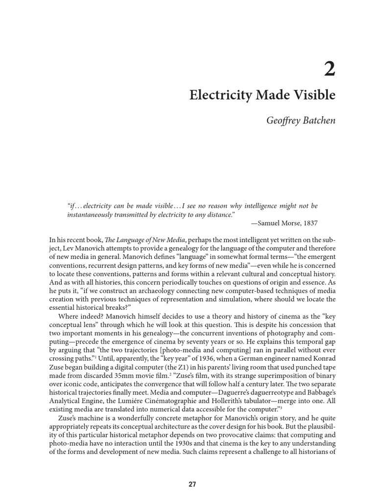 Electricity Made Visisble - Geoffrey Batchen - New Media Old Media ...