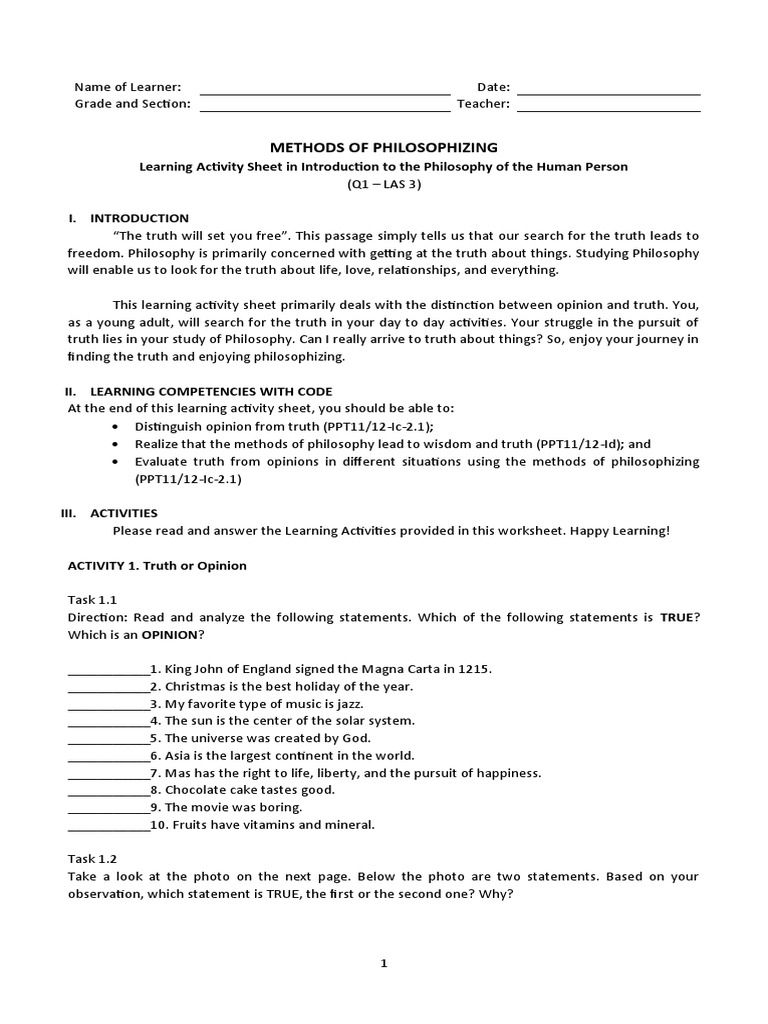 Las 3 Philo Pdf Truth Cognition