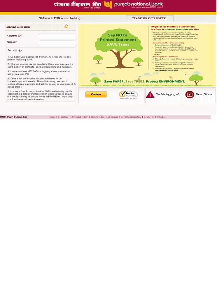 PNB E-Banking Existing Users Login | PDF