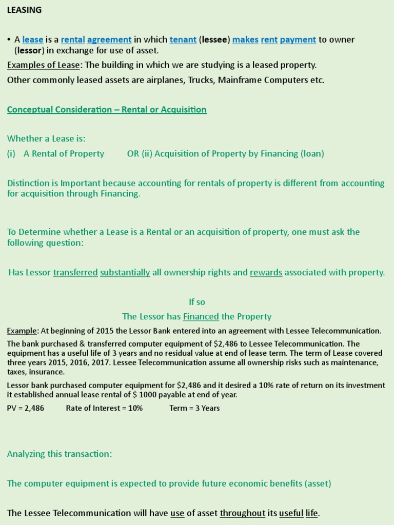 Understanding Lease Agreements and Accounting | PDF | Lease | Renting
