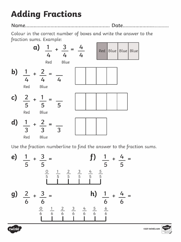 Year 3 Adding Fractions Worksheets | PDF