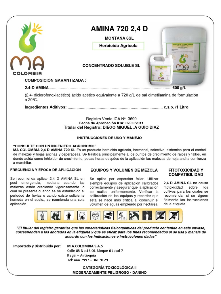 Herbicida 2,4 D Amina 720 SL: Uso y Precauciones | PDF | Agua | Pesticida