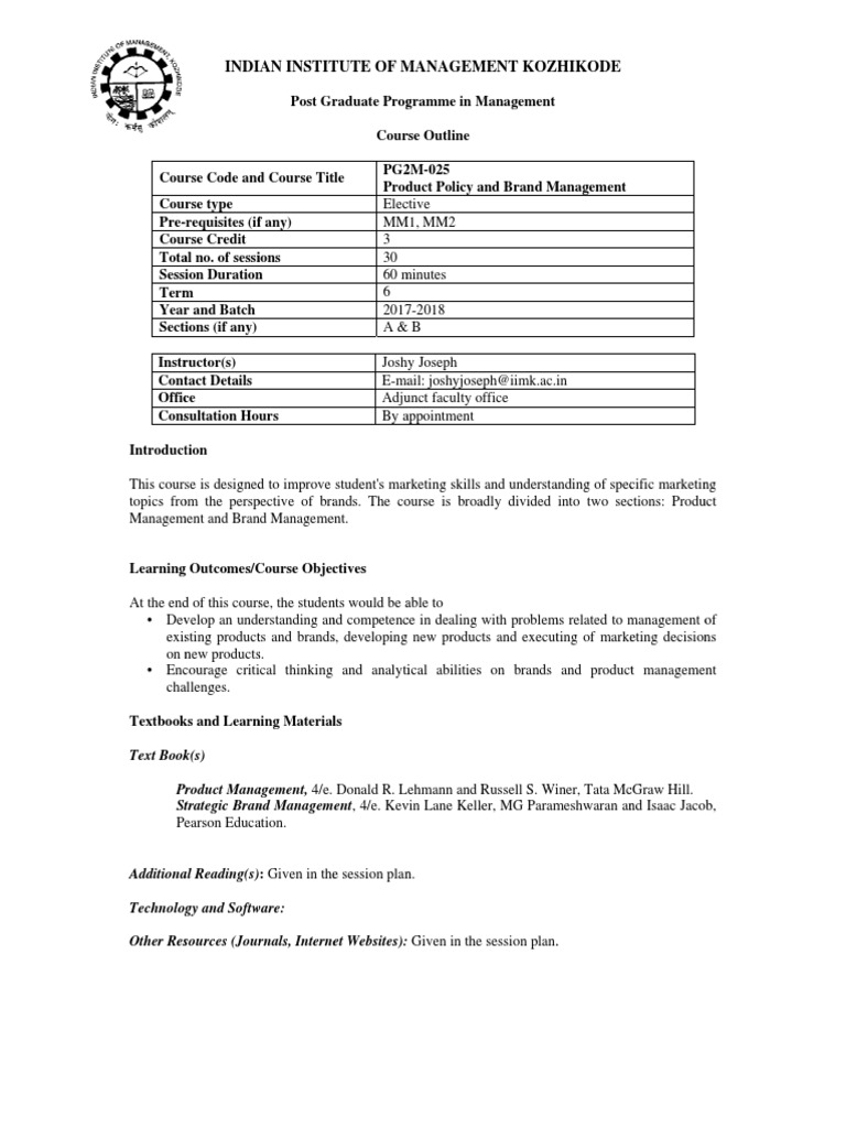 Product Policy and Brand Management - Joshy Joseph | PDF | Brand | Learning
