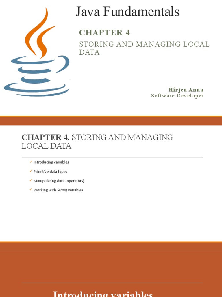 Chapter 3java Fundamentals Storing And Managing Local Data Pdf Integer Computer Science 3097