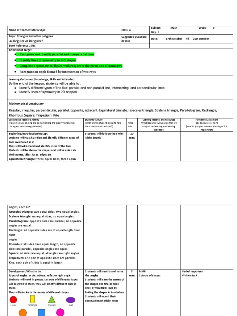G4 Math Week 9. Shapes | PDF