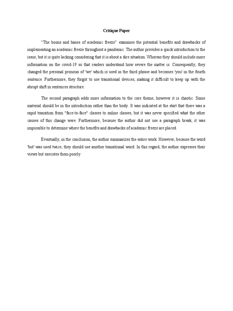 Critique Paper | PDF