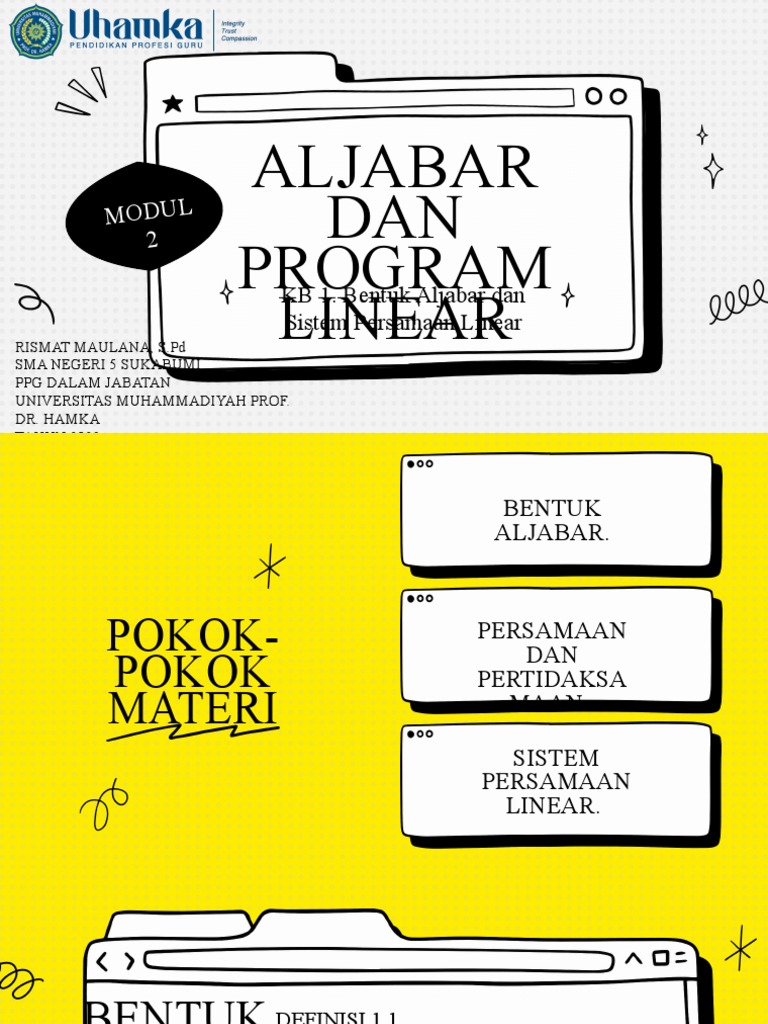 KB 1. Bentuk Aljabar Dan Sistem Persamaan Linear | PDF