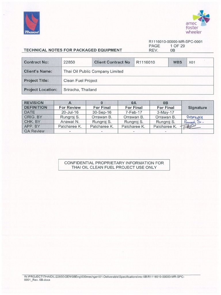 R1116010 00000 MR SPC 0001 0B | PDF | Pipe (Fluid Conveyance) | Screw