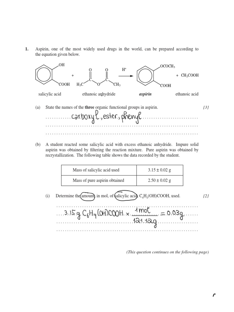 Chem - Paper 2 Aspirin | PDF
