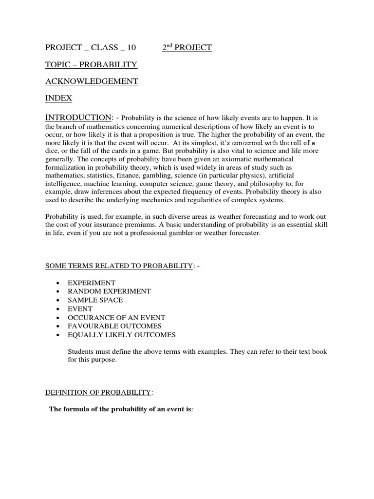 Project Probability | PDF | Probability | Probability And Statistics