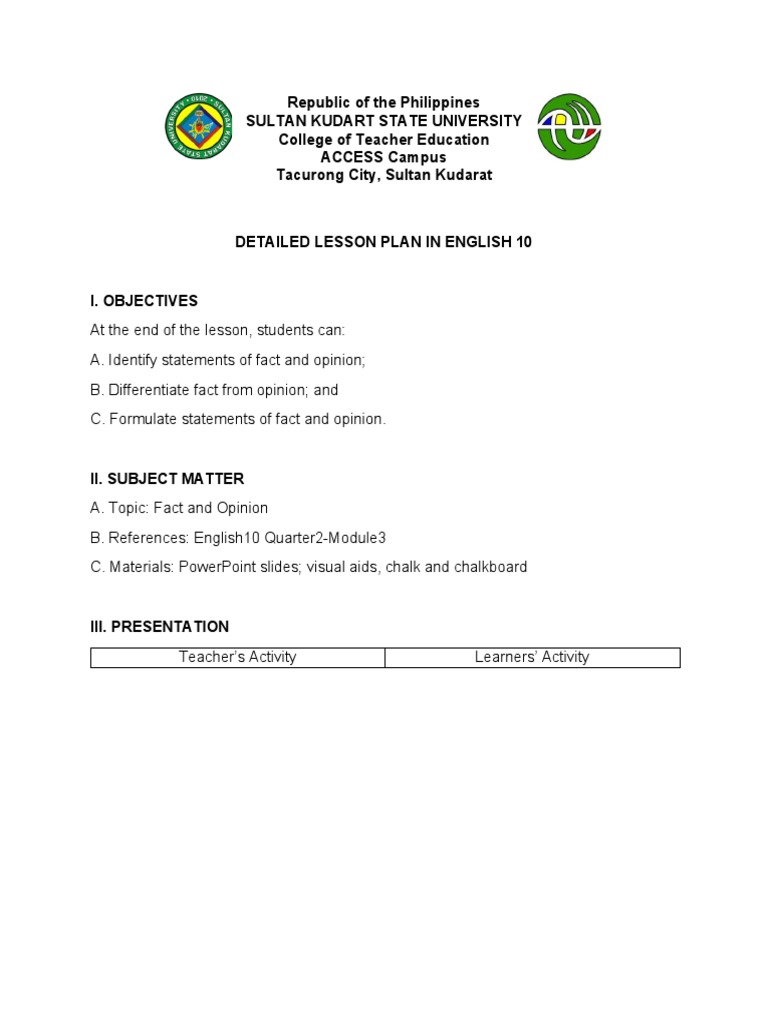 Demonstration Lesson Plan in English 10 (Autorecovered) | PDF | Lesson Plan | Prayer