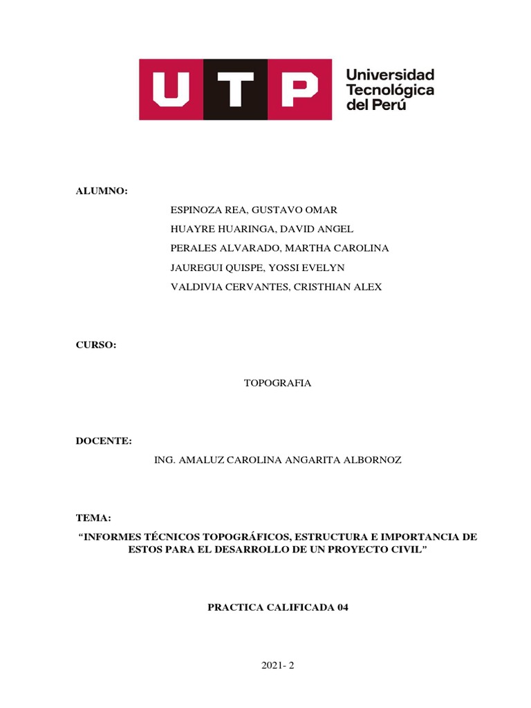 Practica Calificada 4 | PDF | Presupuesto | Topografía