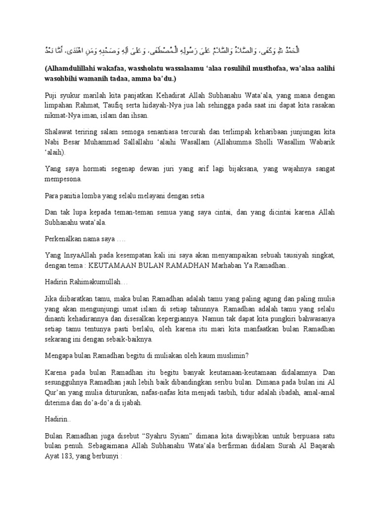Pidato Keutamaan Bulan Ramadhan | PDF