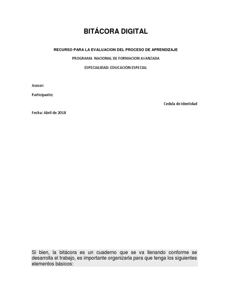 Bitacora Digital | PDF