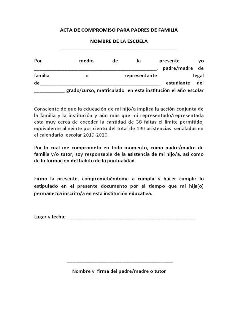 Faltas Carta Compromiso | PDF