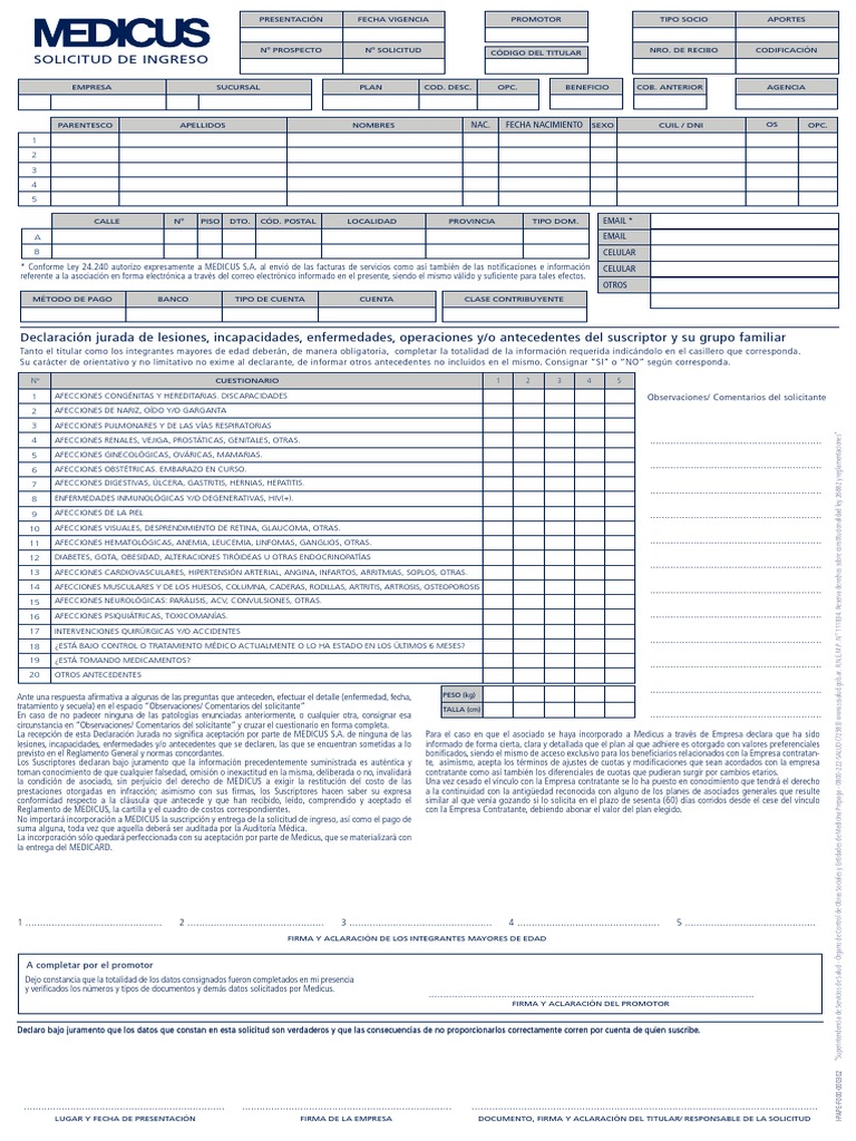 Solicitud de Ingresos Medicus | PDF