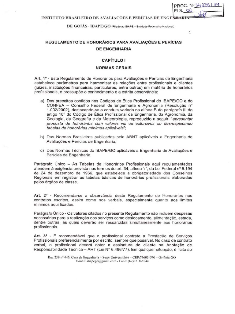 Tabela de Honorários IBAPE | PDF