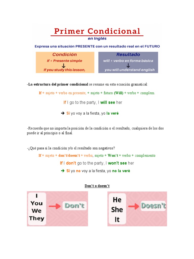 La Estructura Del Primer Condicional | PDF