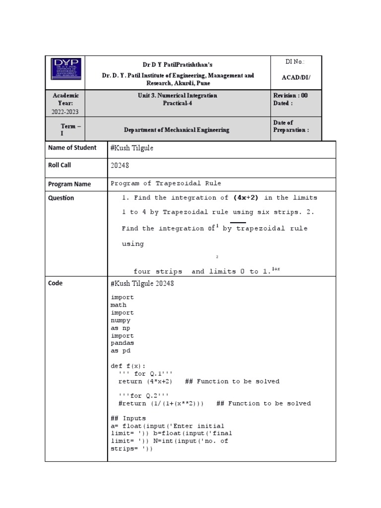 NSM - Trapezoidal Lab 4 | PDF