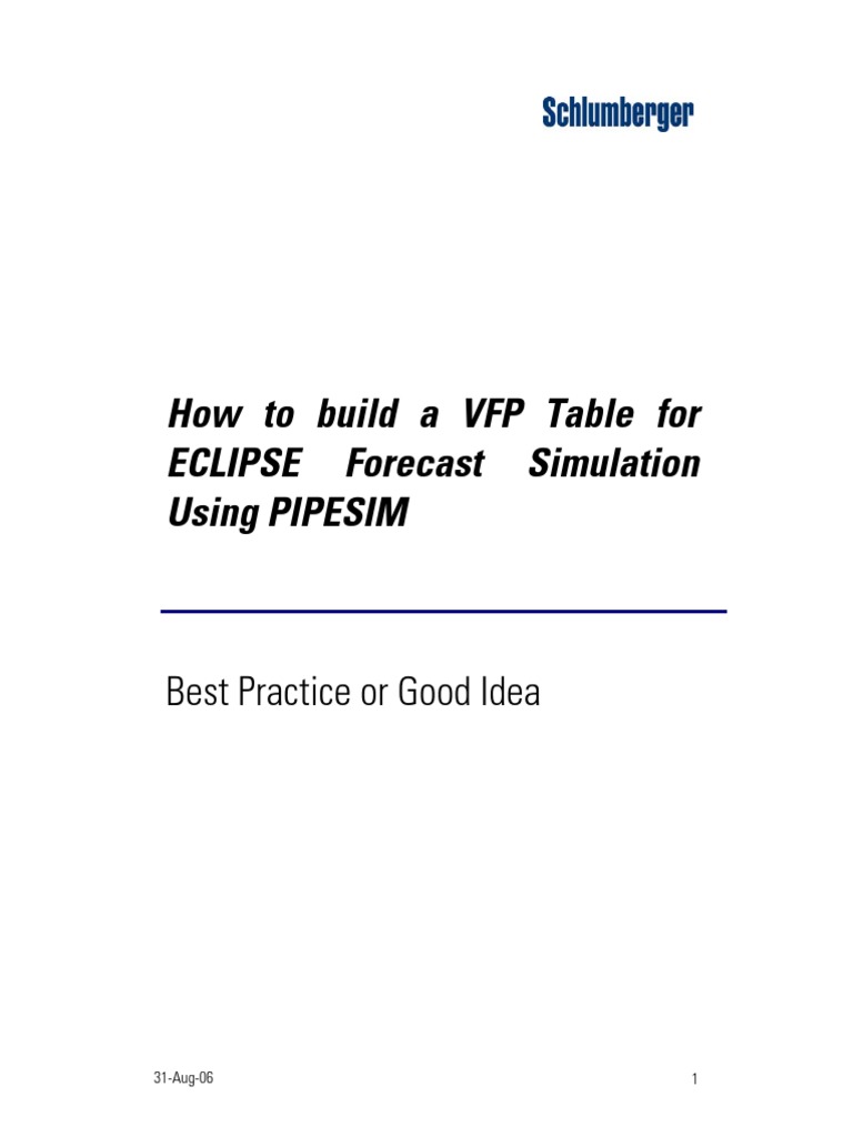 How To Build A VFP Table For ECLIPSE Forecast Simulation - 4238270 - 01 | PDF | Simulation ...