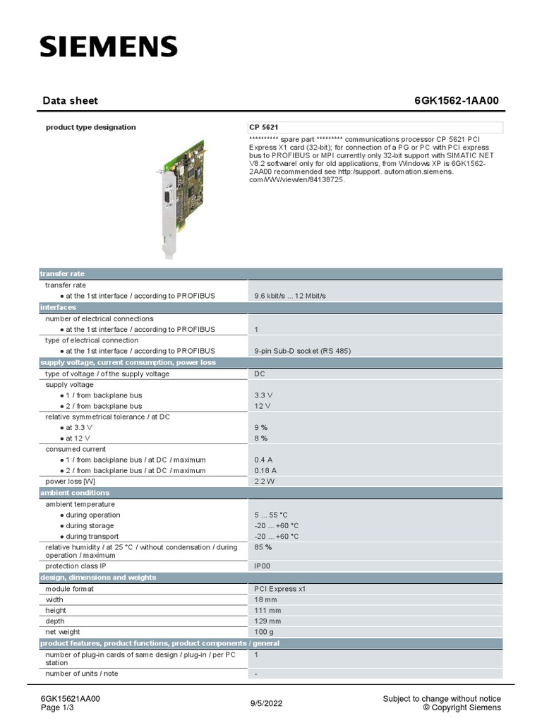 6GK15621AA00 Datasheet en | Download Free PDF | Bit Rate | Computer Engineering