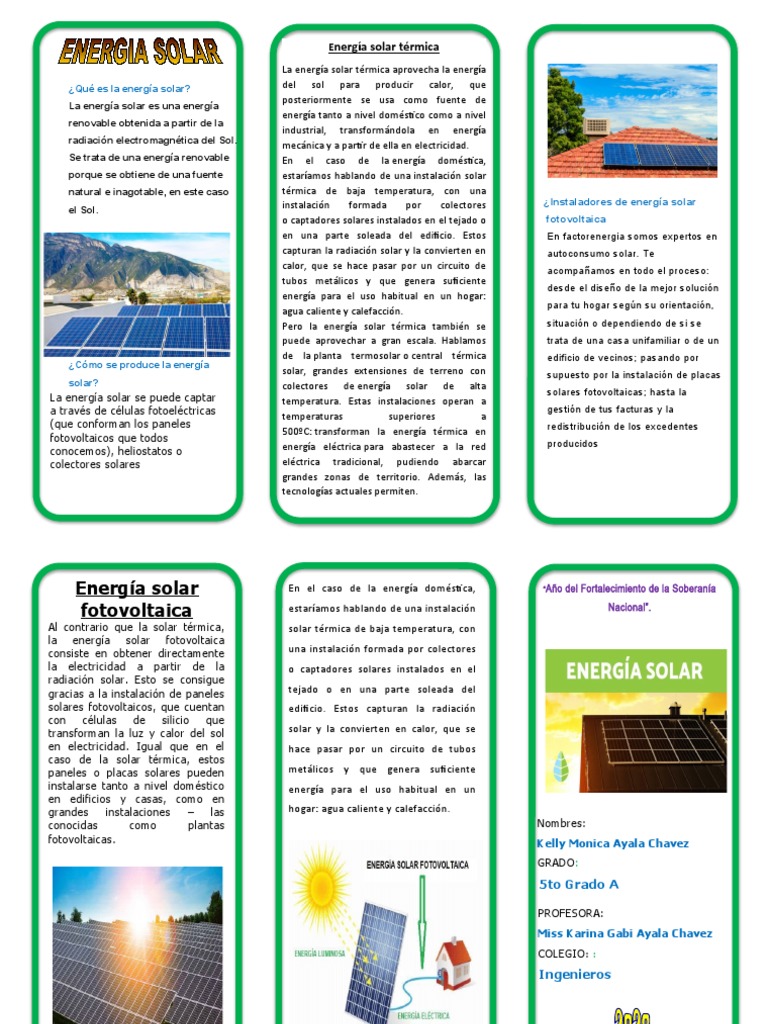 TRIPTICO de La Energia Solar | PDF