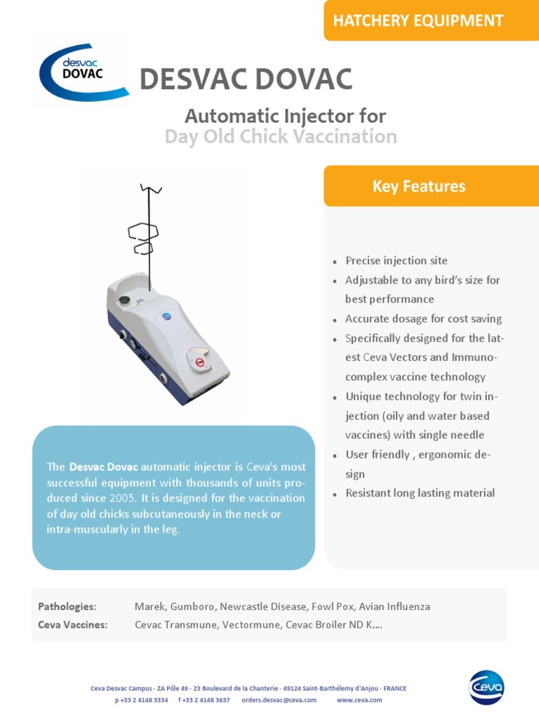 Desvac Dovac: Automatic Injector for Chicks | PDF | Injection (Medicine ...
