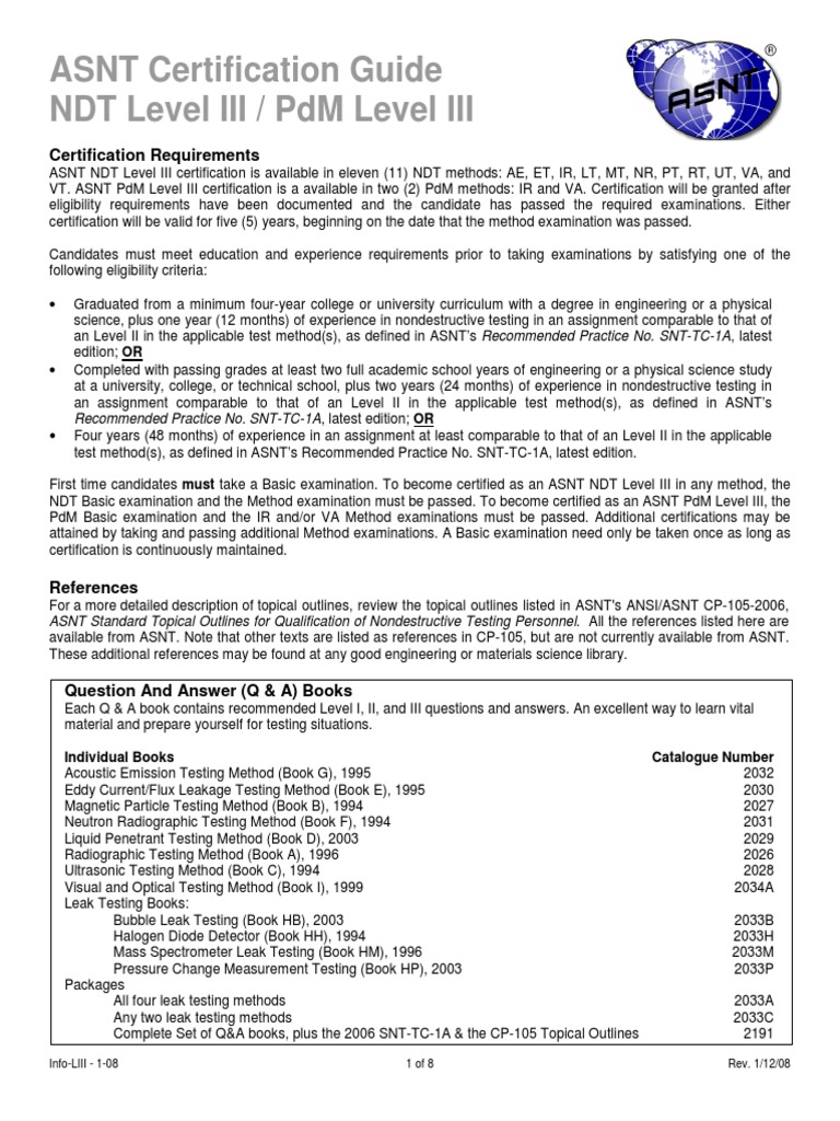 Asnt Certification Guide | PDF