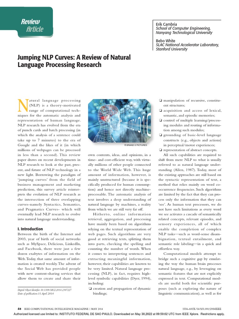Jumping NLP Curves A Review of Natural Language Processing Research ...