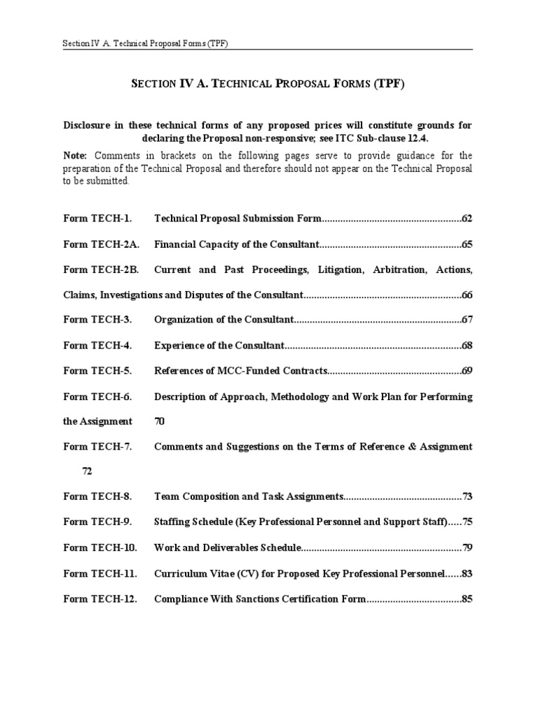 Sections IV A and B - Technical and Financial Proposal Forms | PDF