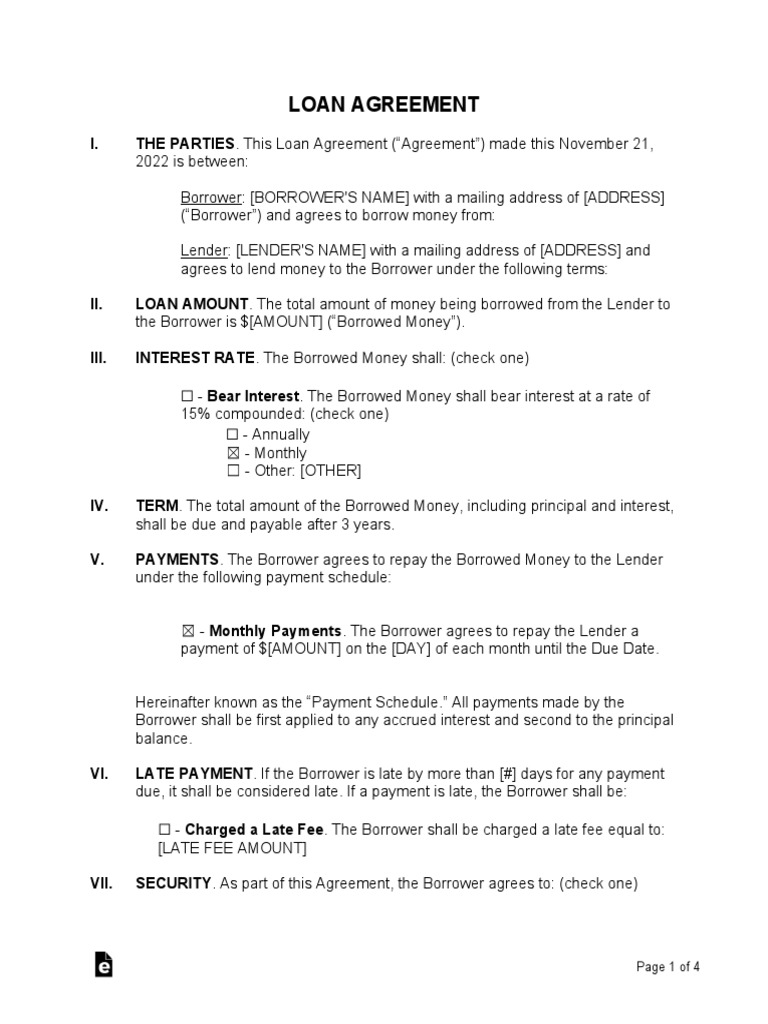 Loan Agreement Template | Download Free PDF | Loans | Interest