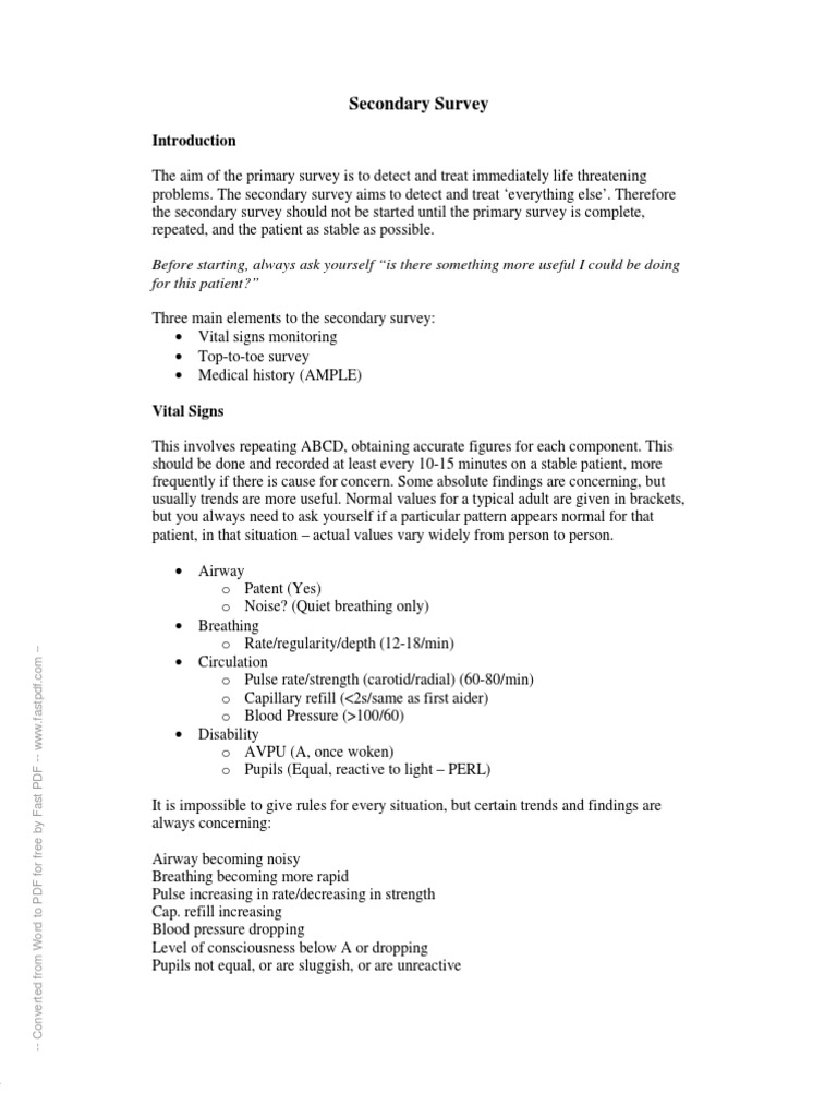 Secondary Survey | PDF | Clinical Medicine | Medicine