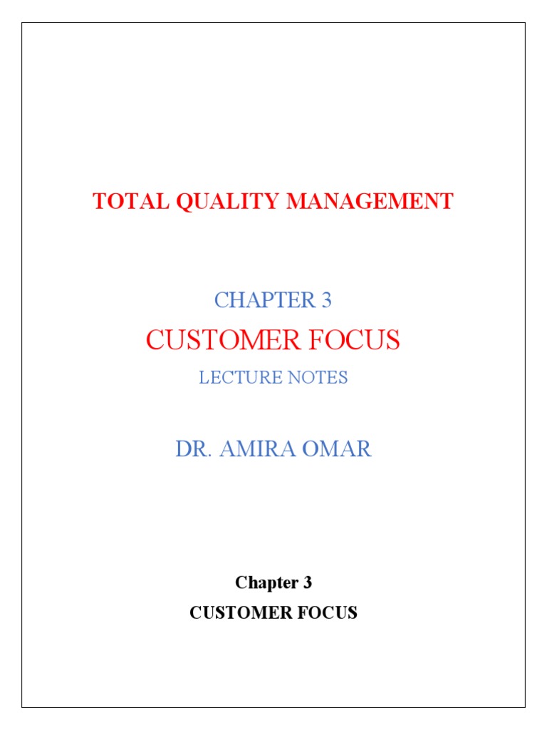 Customer Focus in Quality Management | PDF