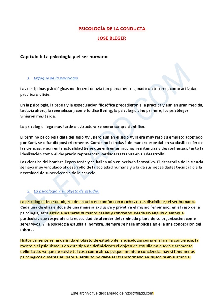 Resumen Psicologia de La Conducta Bleger | PDF | Sicología | Comportamiento