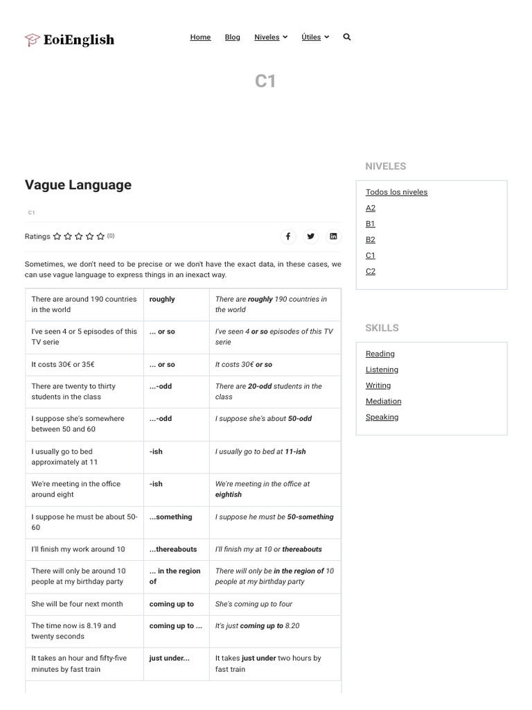 EoiEnglish - Vague Language | PDF