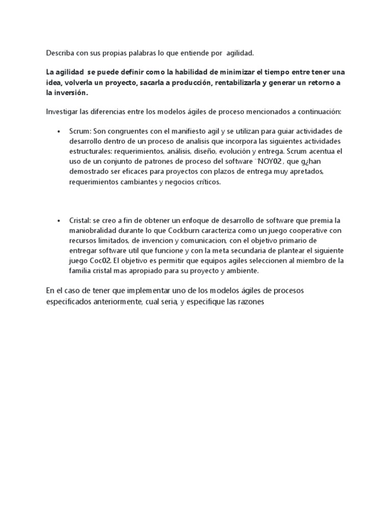 Describa Con Sus Propias Palabras Lo Que Entiende Por | PDF