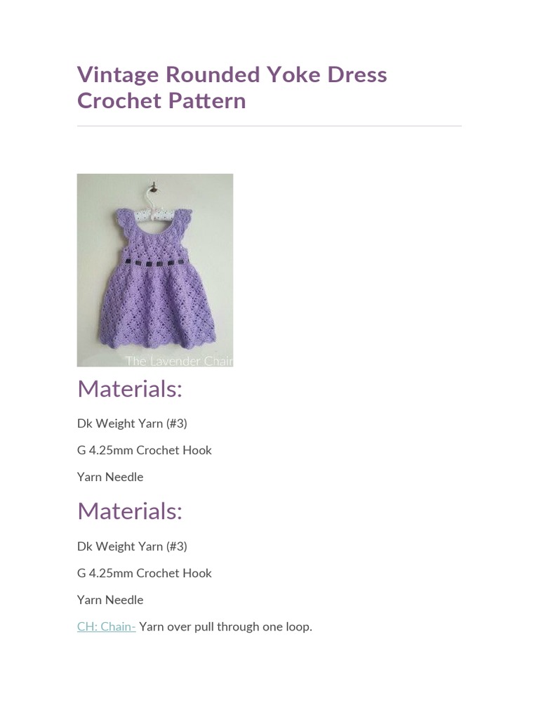 Vintage Rounded Yoke Dress Crochet Pattern | PDF