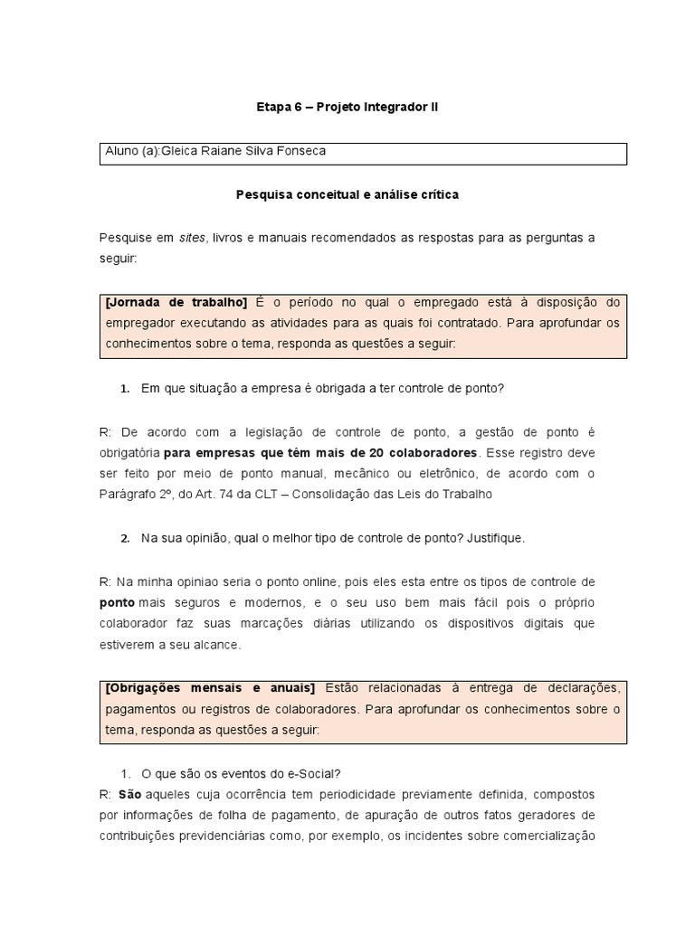 Etapa6 - Modelo PI | PDF | Gestão de recursos humanos | Economias