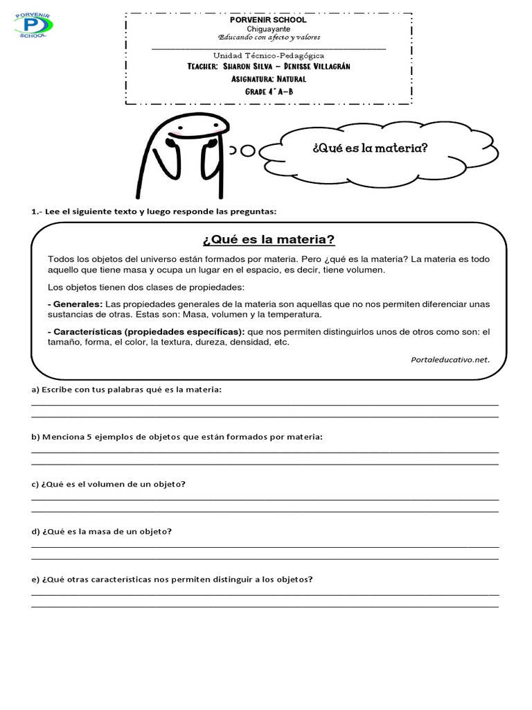 Guía Propiedades de La Materia 4°A-B | PDF | Importar | Masa