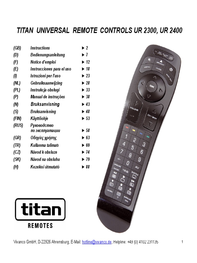 Universal Remote User Guide | PDF | Remote Control | Electronics