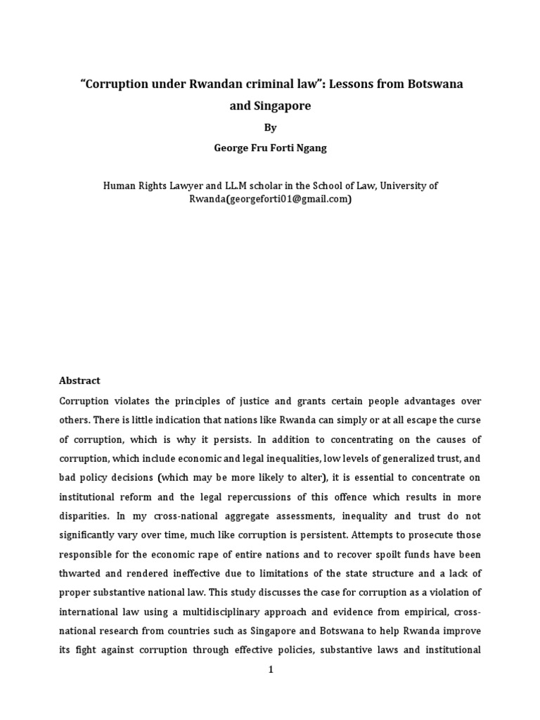 Corruption Under Rwandan Criminal Law | PDF